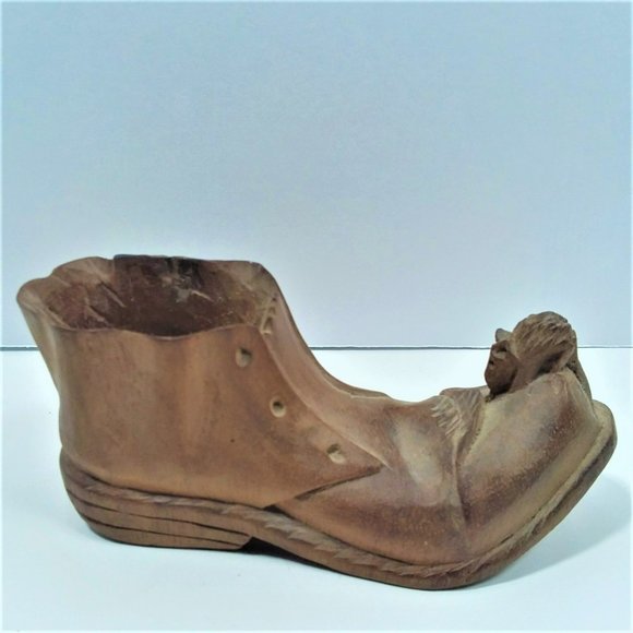 Vintage | Art | Vintage Carved Boot W Mouse Ecuador Collectable Shoe ...